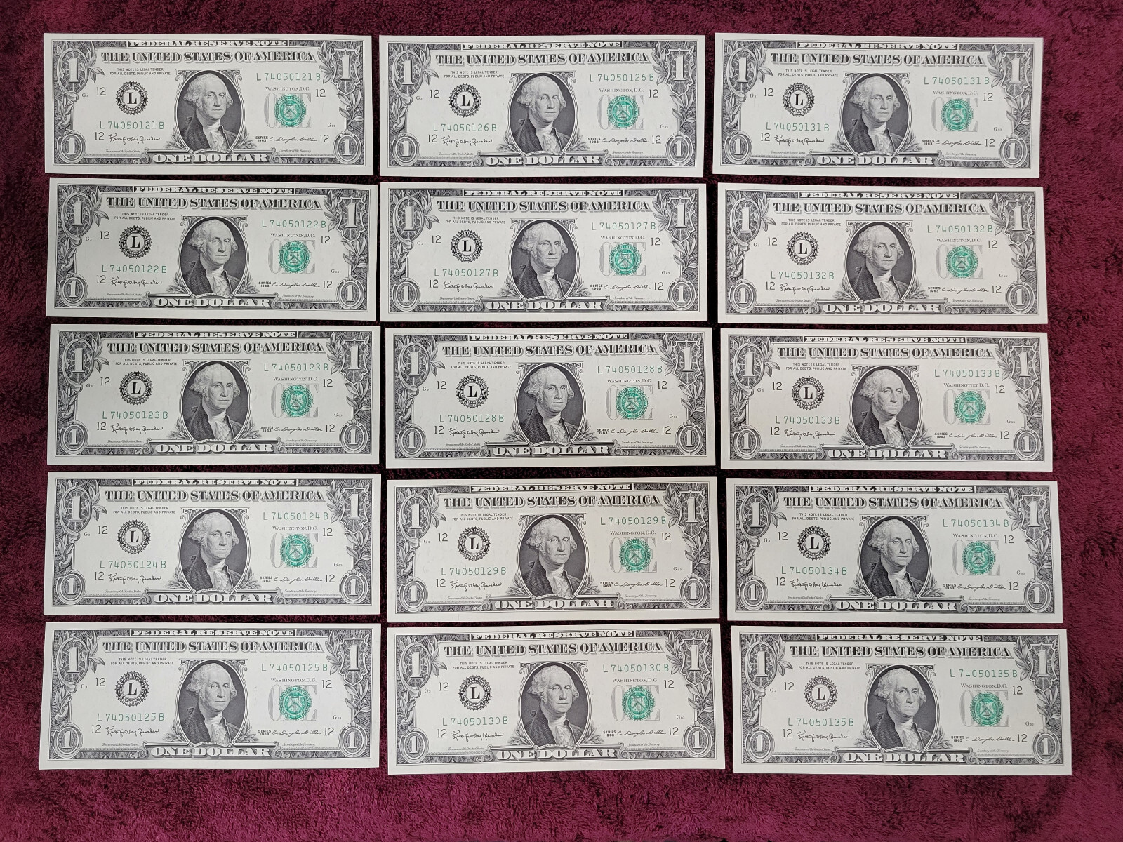 15 Consecutive 1963 One Dollar Bills Notes $1 UNCIRCULATED | eBay