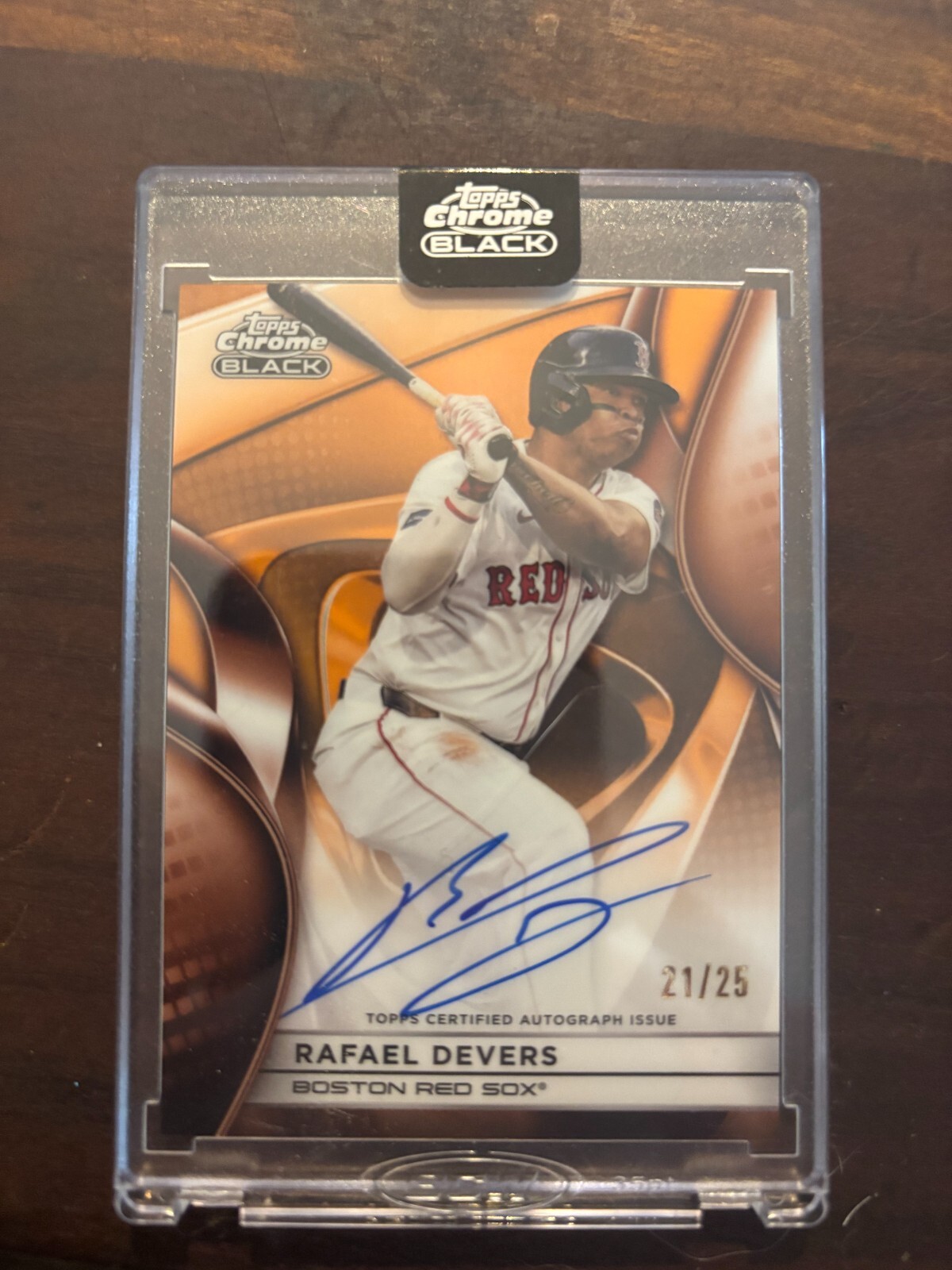 Rafael Devers 2025 Topps Chrome Black AUTO /25 Orange