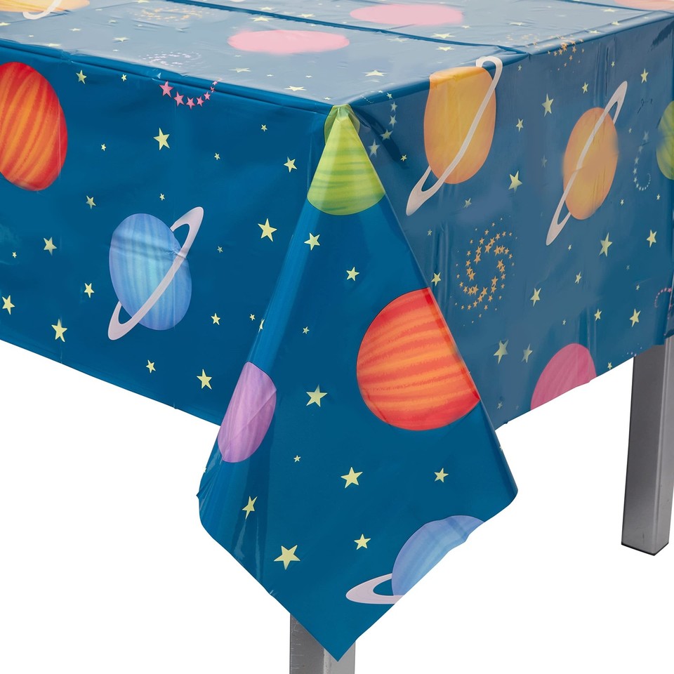 3 Pack Plastic Outer Space Tablecloths, Disposable Planets Table Covers ...