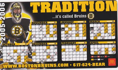 2005-06 BOSTON BRUINS HOCKEY MAGNET MAGNETIC SCHEDULE | eBay