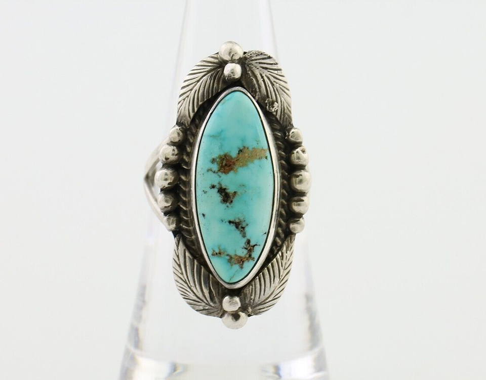 Navajo Ring 925 Silver Natural Blue Turquoise Artist Signed GR HEART C ...