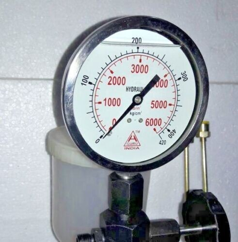 Pressure Gauge - DUAL SCALE 0 - 420 KG 6000 PSI Stainless Steel Liquid ...