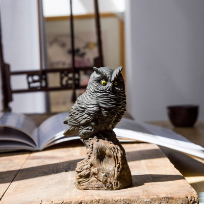 Iron Rust Cast Praying Cute Owl Statue Tea Pet Sculpture Collection ...
