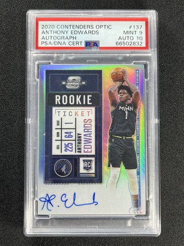 2020-21 Panini Contenders Optic Anthony Edwards #137 Silver RC PSA 9 Mt ...