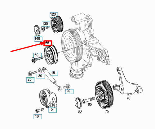 NEW MB C W204 BELT TENSIONER AND WATER PUMP GUIDE PULLEY A2722021419 05 ...
