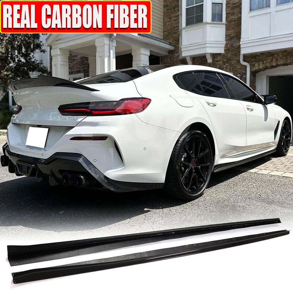REAL CARBON Side Skirts Extensions Lip For BMW 8 Series G16 F93 M8 ...