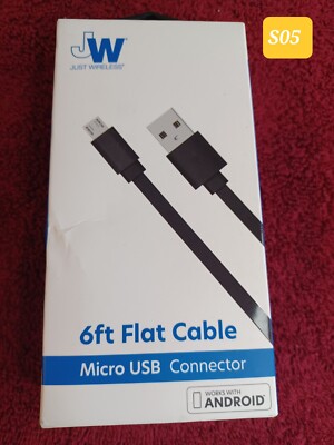 Just Wireless 6ft Flat TPU Micro USB to USB-A Cable - Black | eBay