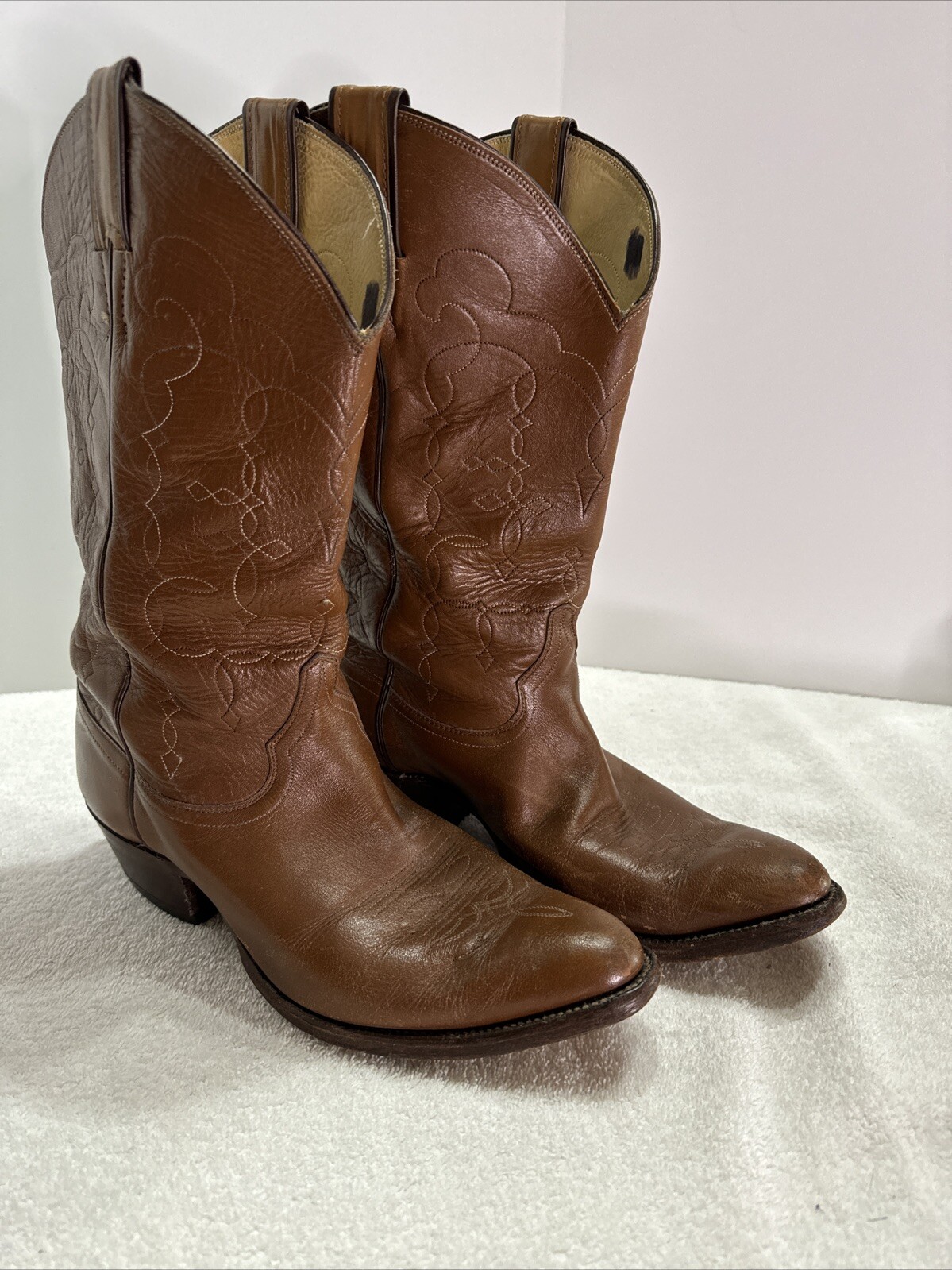 Justin Western Leather Cowboy Boots Men’s Size 8 1/2 EEE Style 5523 | eBay