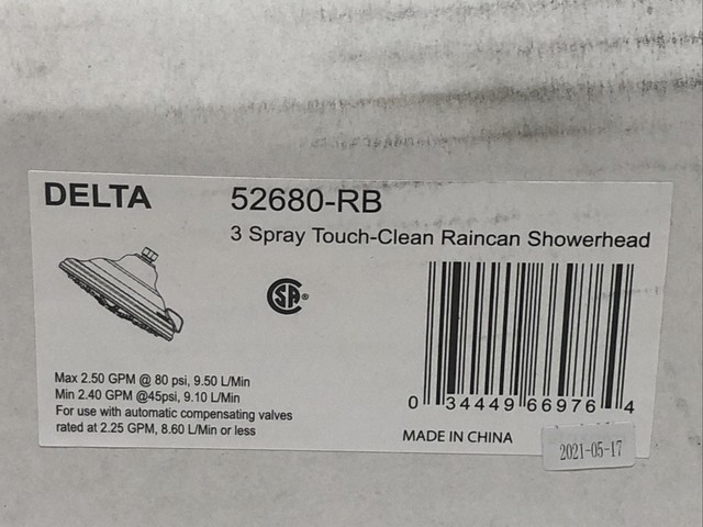 Delta Faucet 52680 Universal Showering Components, 3-Setting Showerhead ...