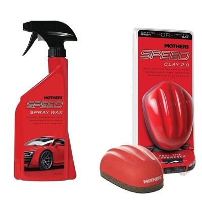 Car Speed Wax, Mothers Speed Wax Spray 15724 + Clay Bar Applicator (24 ...