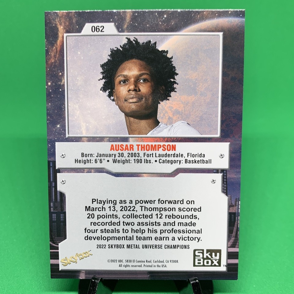 2022 Skybox Metal Universe Champions Ausar Thompson Rookie Aqua #62 ...