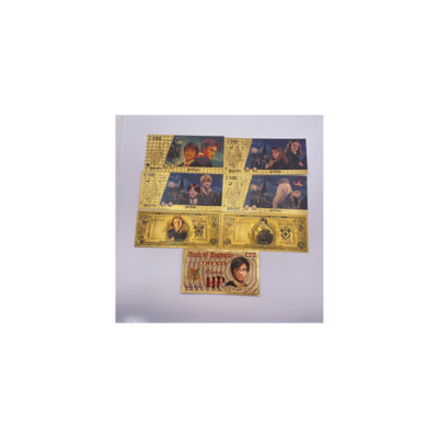 7pc Famous Film gold Foil Banknotes magic golden ticket cards For Fans ...