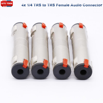 4 Pcs TRS to TRS Female Audio Stereo Adapter D Panel Mounting Connector ...