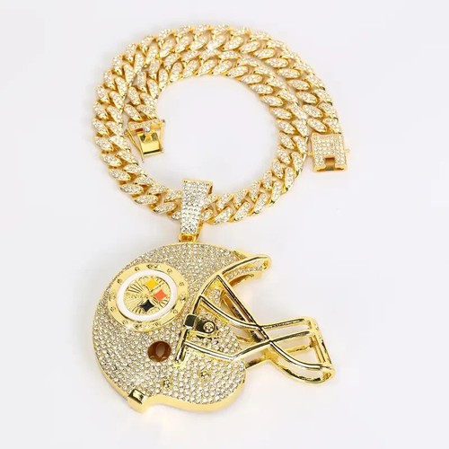 Pittsburgh Steelers Men's Football Helmet Pendant 20" Cuban Chain ...