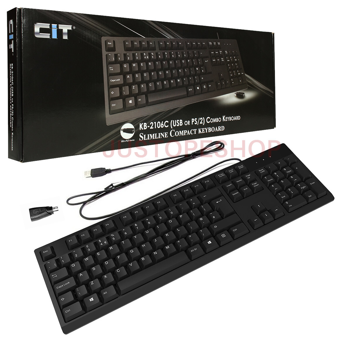 CIT USB Wired Keyboard Full Size QWERTY UK Layout For PC Desktop Laptop ...