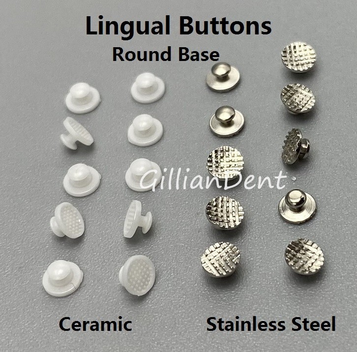 Dental Orthodontic Lingual Buttons Bondable Ceramic SS Round Mesh Base ...