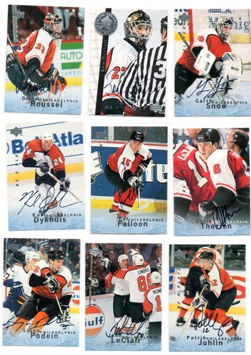 (9) PHILADELPHIA FLYERS auto AUTOGRAPH cards UPPER DECK BAP 1995-96 RON ...