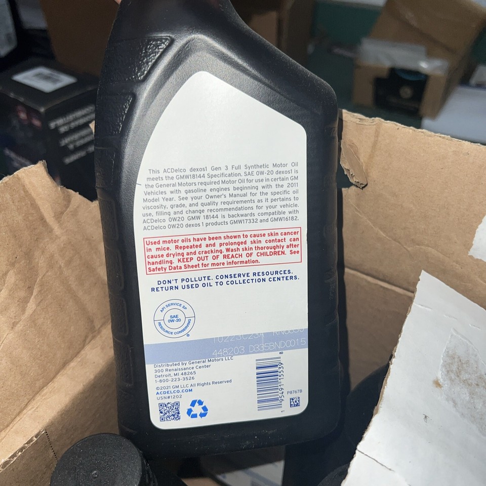 AC Delco Full Synthetic Dexos 0W-20 Motor Oil (Case of 6 QT) 19432331 ...