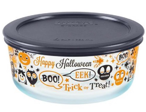 Pyrex 4 Cup HALLOWEEN Storage SPOOKY FUN /Haunted Mansion Cemetery ...