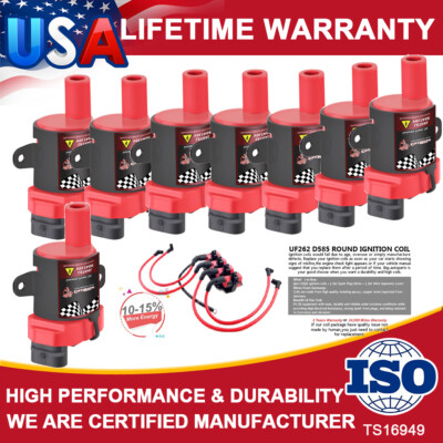 8X Round Ignition Coils for Chevy Silverado 1500 2500 GMC GM LQ4 LQ9 LS ...
