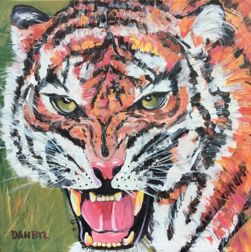 Tiger Original Fine Art PAINTING Artist DAN BYL Contemporary Animal ...