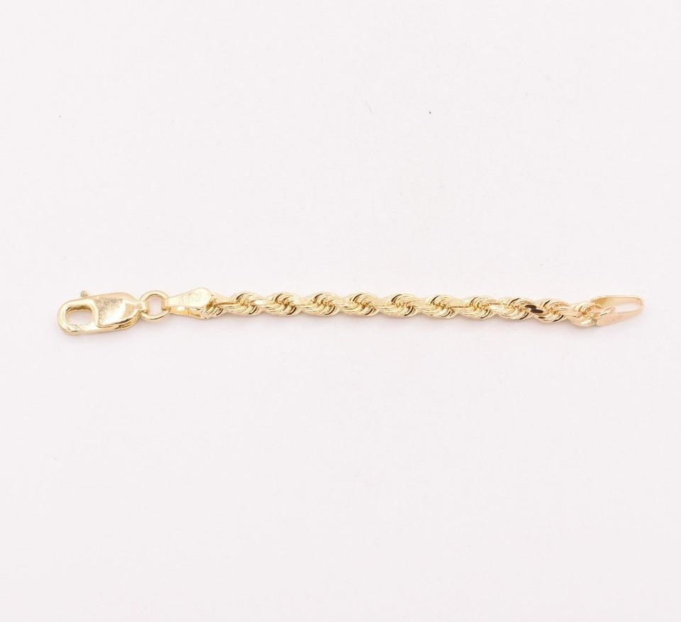 2mm Diamond Cut Rope Chain Extender Necklace Pendant Real 10K Yellow ...