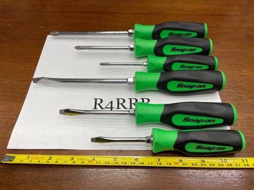 Snap-on Tools USA NEW 6pc GREEN Soft Grip Combination Screwdriver Set ...