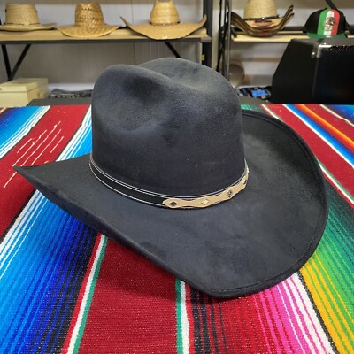 Men’s Black Suede Western Cowboy Ranch Style Hat/ Sombrero Vaquero De ...