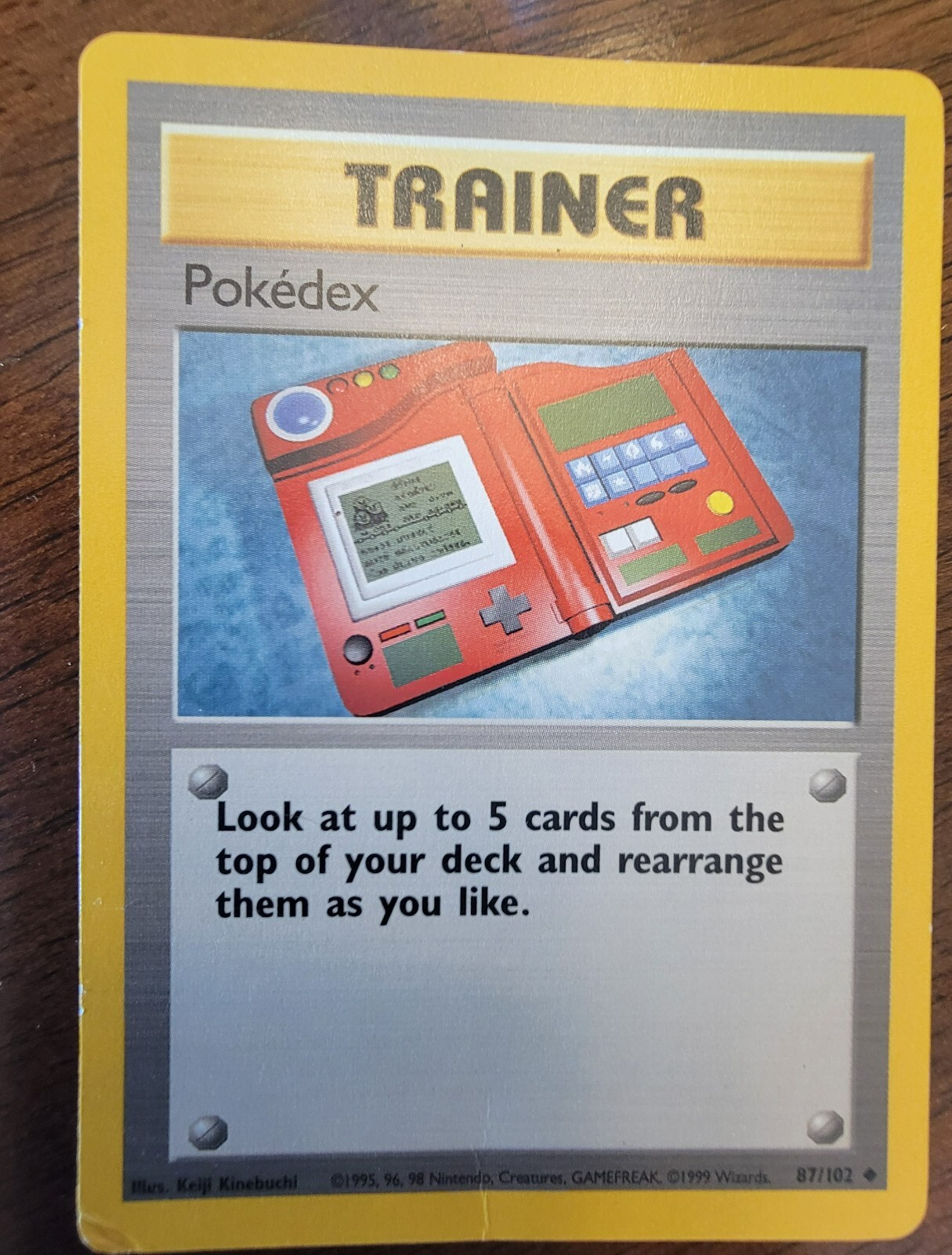 VERY RARE 1995, 96,98 POKEMON POKEDEX TRAINER CARD 87/102 BASE SET ...