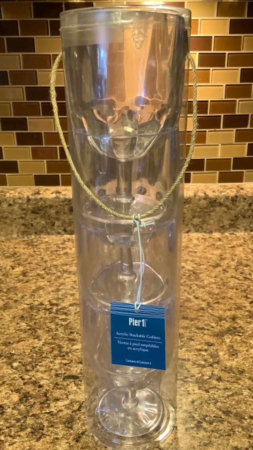 Pier 1 Imports Acrylic Stackable Goblets Clear Glassware Set of 4 BPA ...