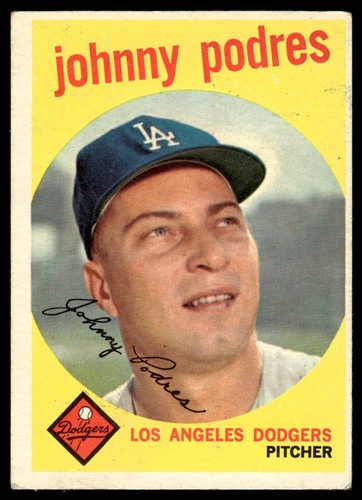 1959 Topps Baseball Card Johnny Podres Los Angeles Dodgers #495 VG-EX ...
