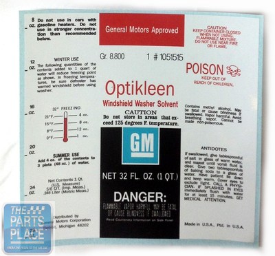 GM Cars Optikleen Washer Label / Decal | eBay