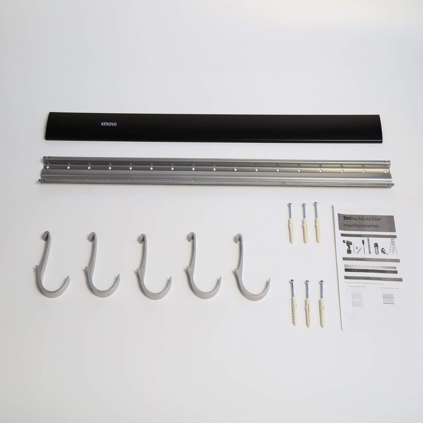 Wall Mounted Storage System - Track with 5 Hooks for Garage Mudroom ...