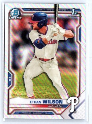 ETHAN WILSON PHILLIES RC 1st card 2021 BOWMAN CHROME#BDC-140 REFRACTOR ...