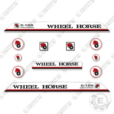 Fits Wheel Horse C-105 Decal Kit Mower Decals - 7 YEAR OUTDOOR 3M VINYL ...