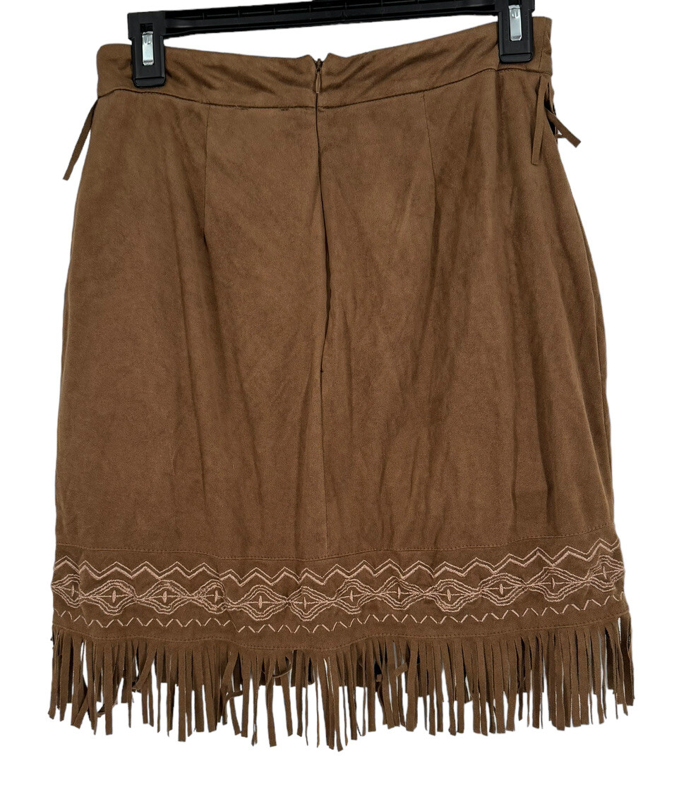 SCULLY Brown Suede Leather Fringe Mini Skirt Western … - Gem