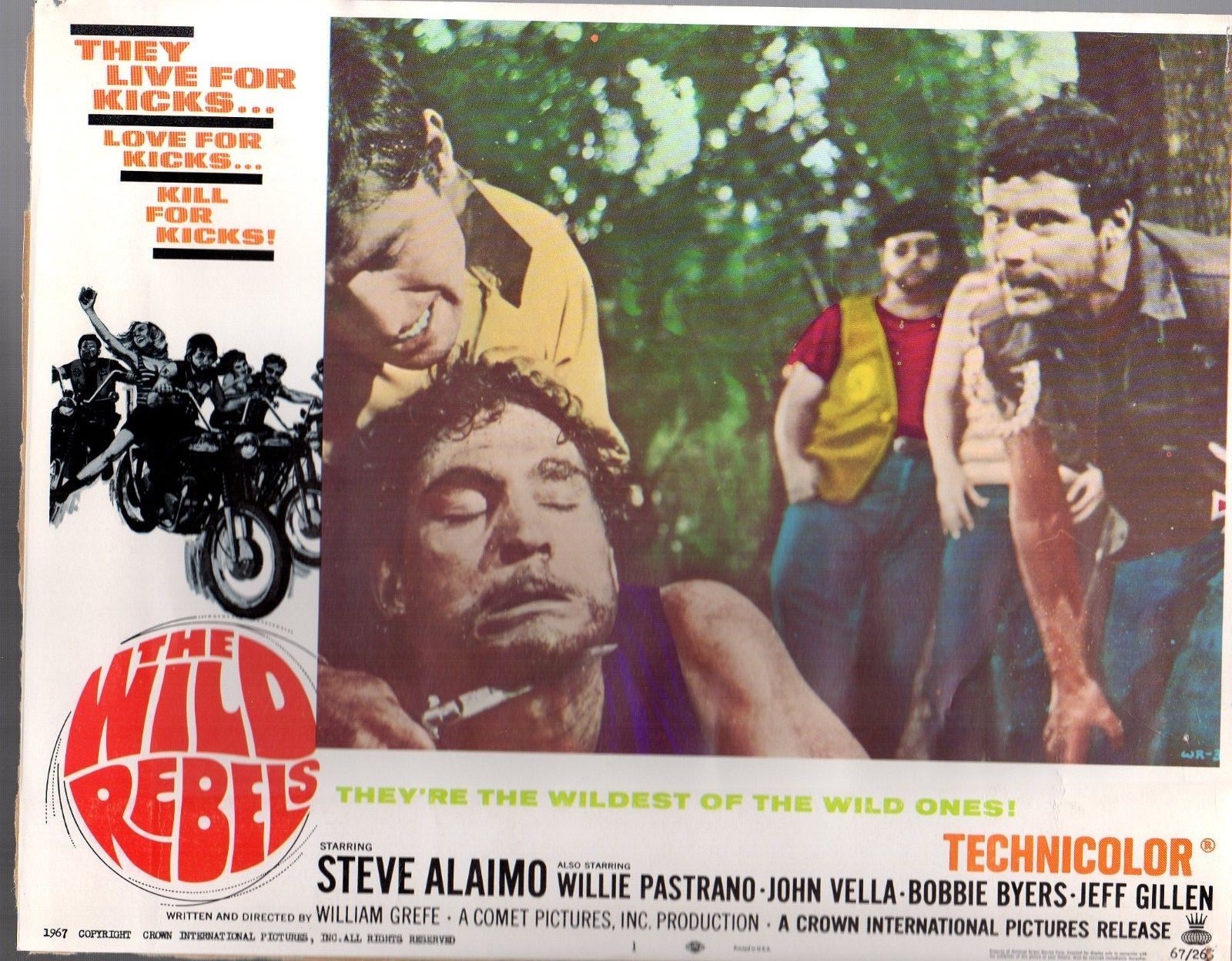 STEVE ALAIMO WILLIE PASTRANO THE WILD REBELS 1967 ORIG 11X14 LOBBY CARD LC2993 | eBay