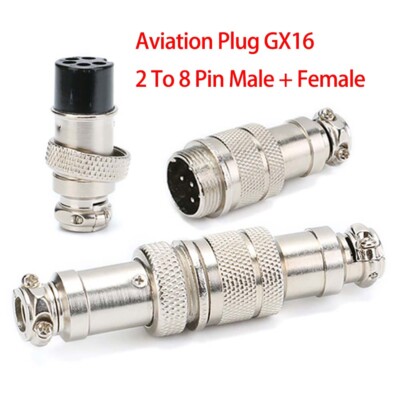 Aviation Plug GX16 2 To 8 Pin Male + Female Metal Connector Plug Socket ...