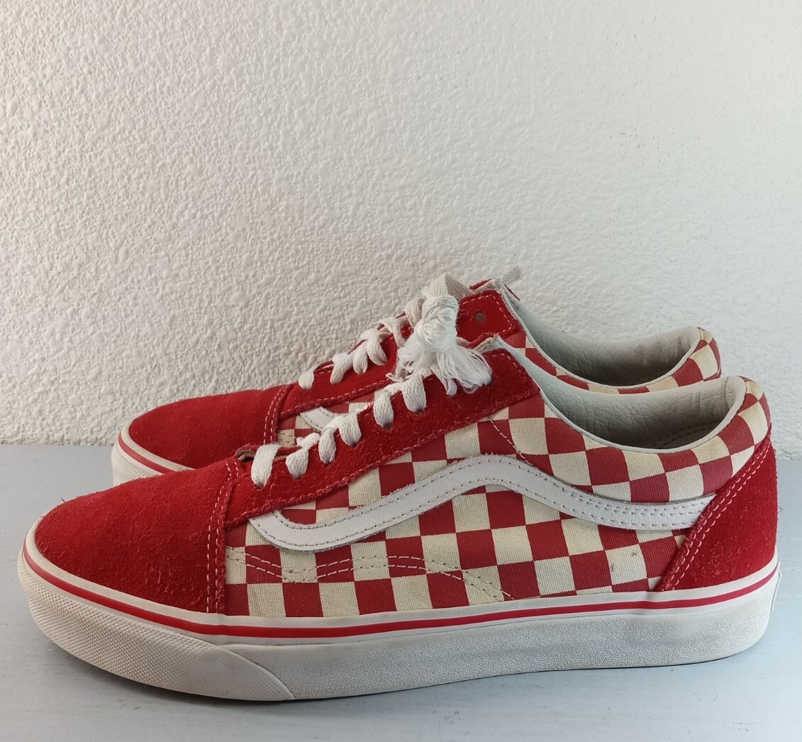 Red & White Checkered Vans Old Skool Men's Shoes 500714 Size 8 Men / 9. ...