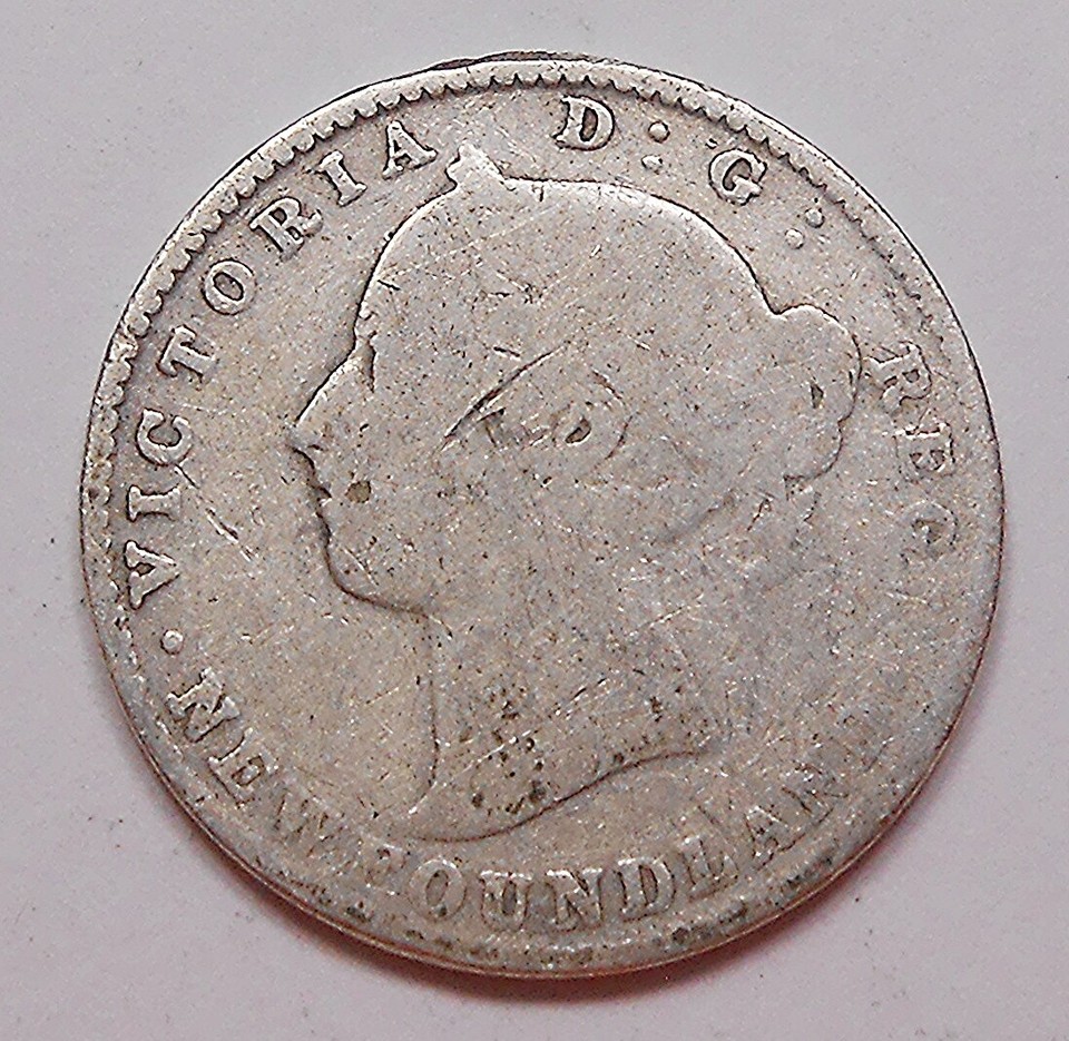 Newfoundland 1890 Ten Cents VG Scarce LOW Mintage Victoria Old SILVER ...
