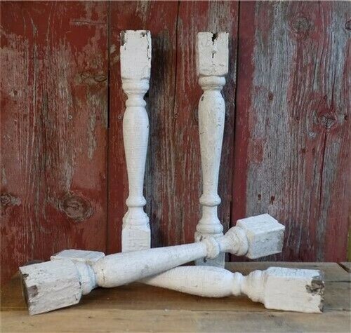 4 Balusters White Wood Architectural Salvage Spindles Porch Post House ...