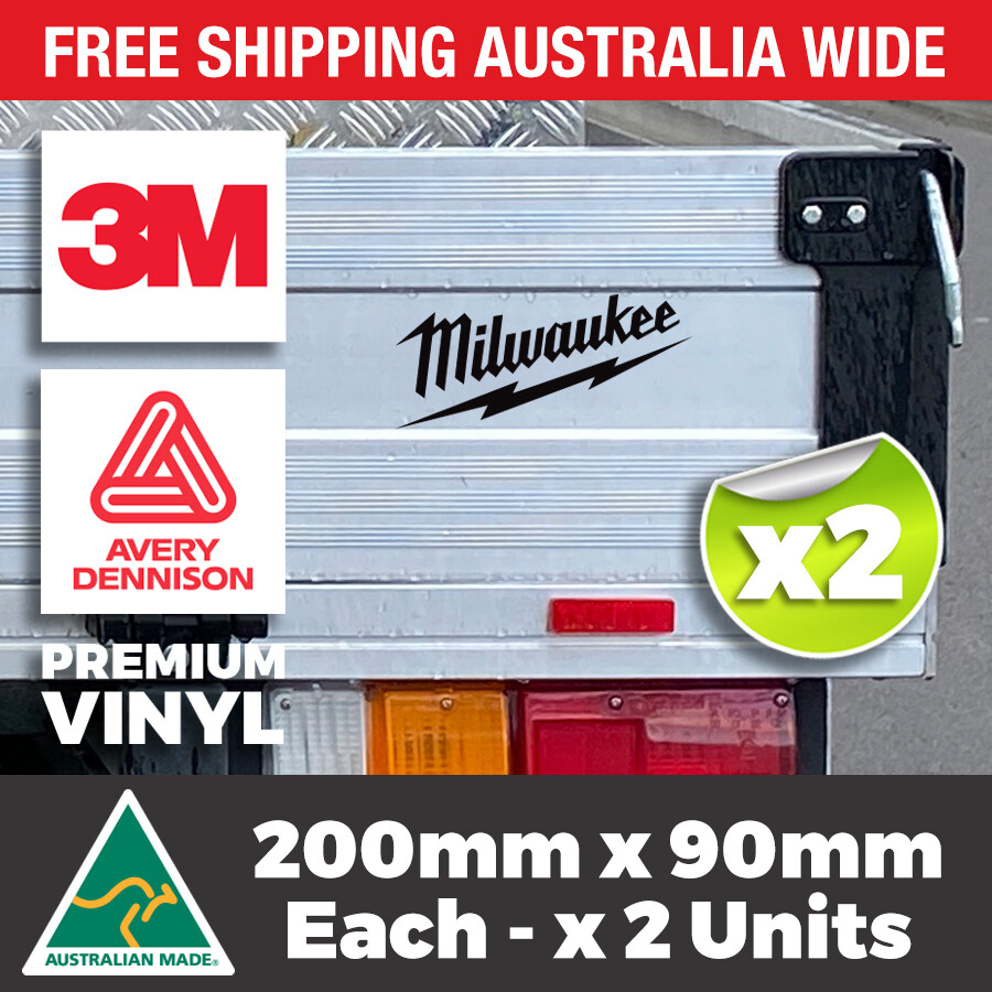 2 x MILWAUKEE Sticker Decal Toolbox Windshield Ute Car Tradie M18 M12 ...