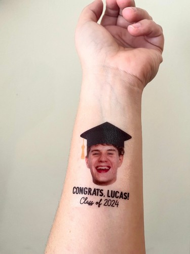 Custom Photo Face Graduation Party Tattoo, Personalized Grad Temporary ...