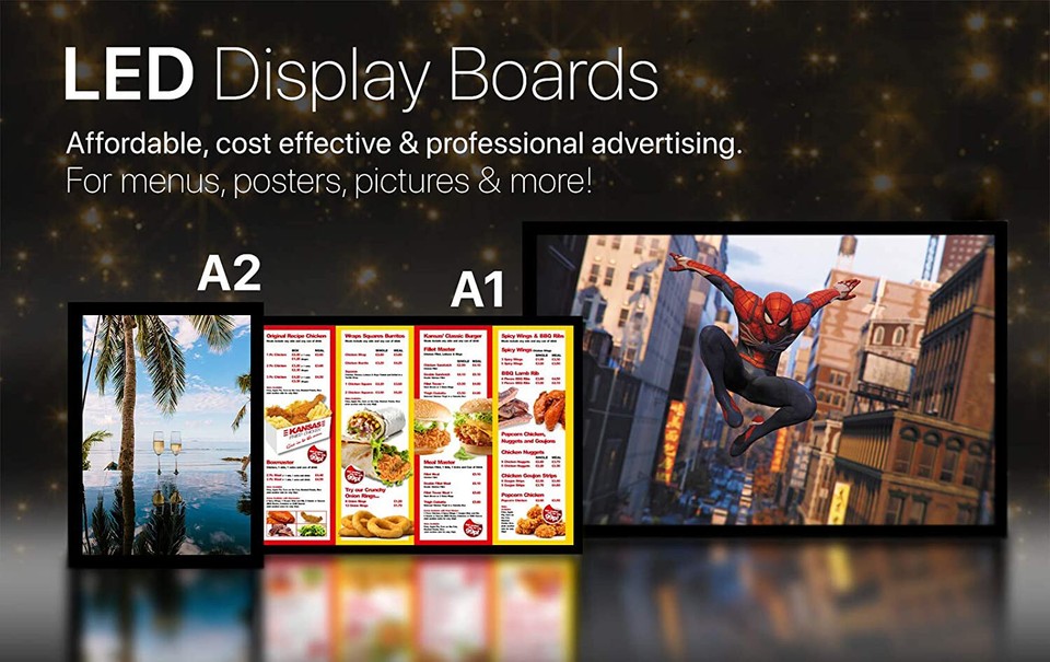 A1/A2/A3/A4 LED Light Menu Sign Board Restaurant Supermarket Movie ...