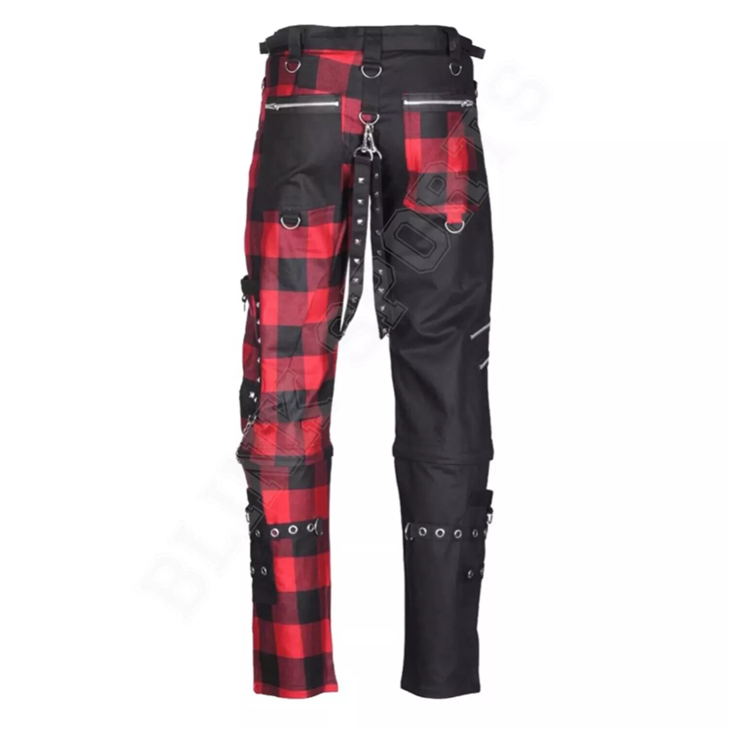 Men Gothic Pant Dead Threads Damned Checked Pant Red and Black Cyber ...