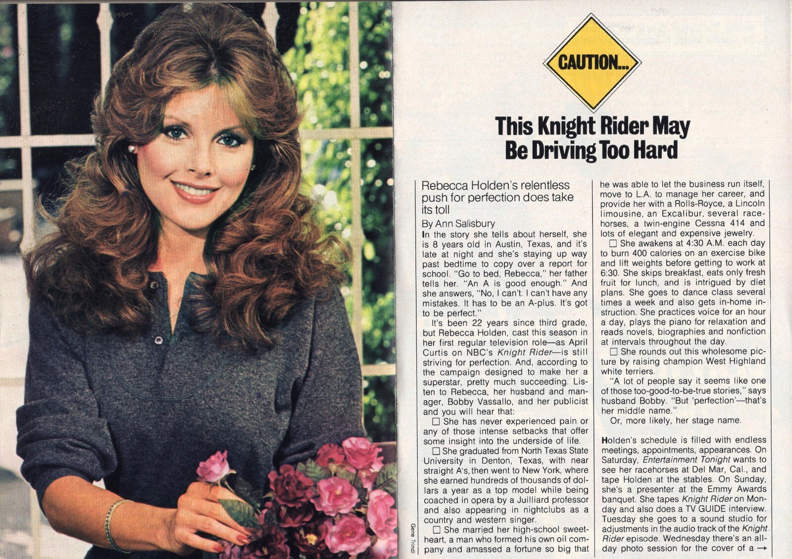 1984 TV ARTICLE ~ REBECCA HOLDEN plays APRIL CURTIS on THE KNIGHT RIDER ...