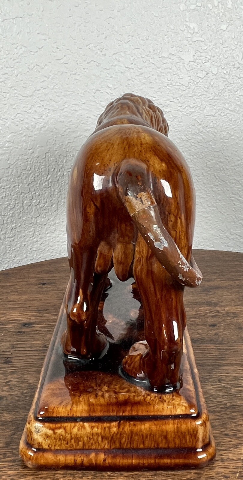 PAIR Antique Rockingham Pottery Glazed Lions 19th Century English ...