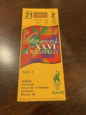 1996 Atlanta Olympics — Ticket Stub — July 21st Volleyball | eBay
