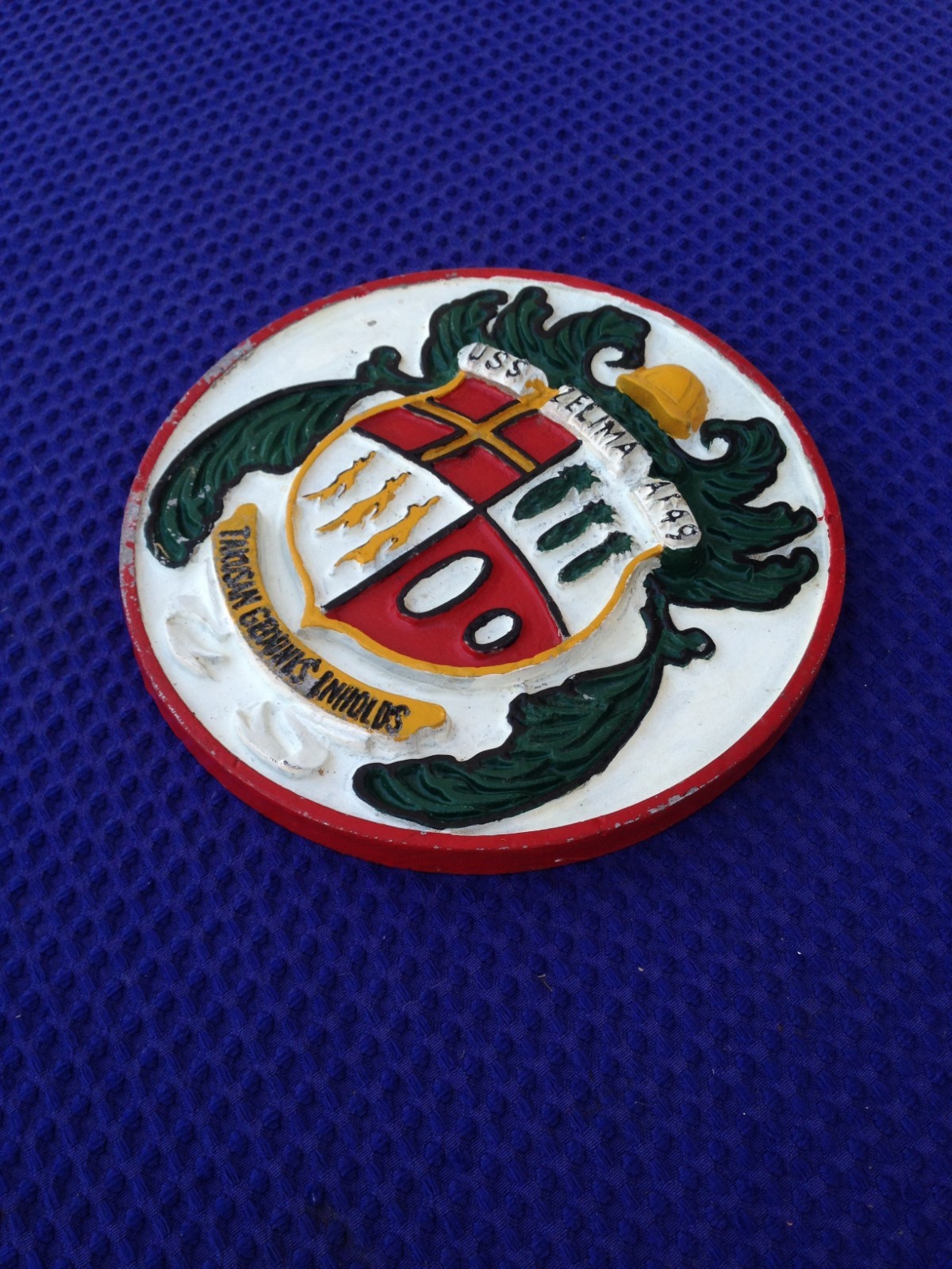 Vintage USS Zelima AF49 Ships Plaque Cast Aluminum 8" Diameter 3/4 ...