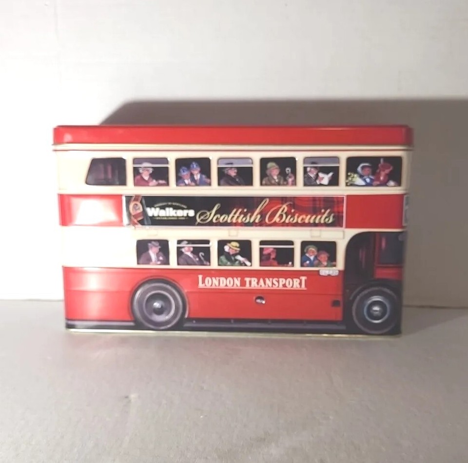 Walkers Scottish Biscuits Double Decker Bus London Old Ford Empty Tin w ...